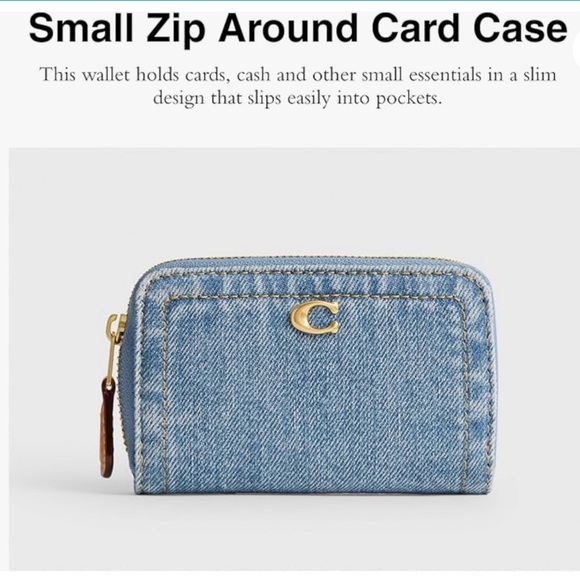 Coach | Bags | Coach Denim Zip Around Card Case | Poshmark